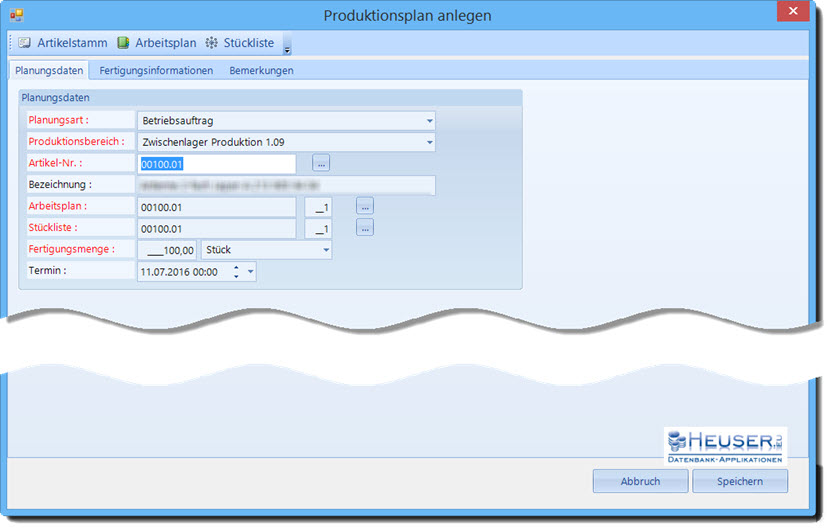 Produktionsplan bearbeiten